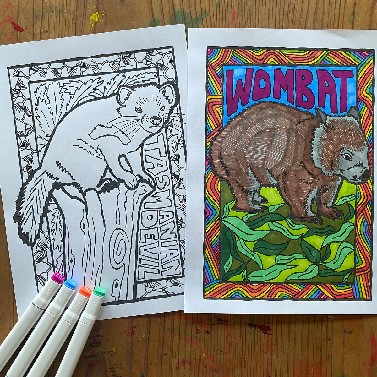 Australian native animals- Colouring in sheets - Mini Mad Things
