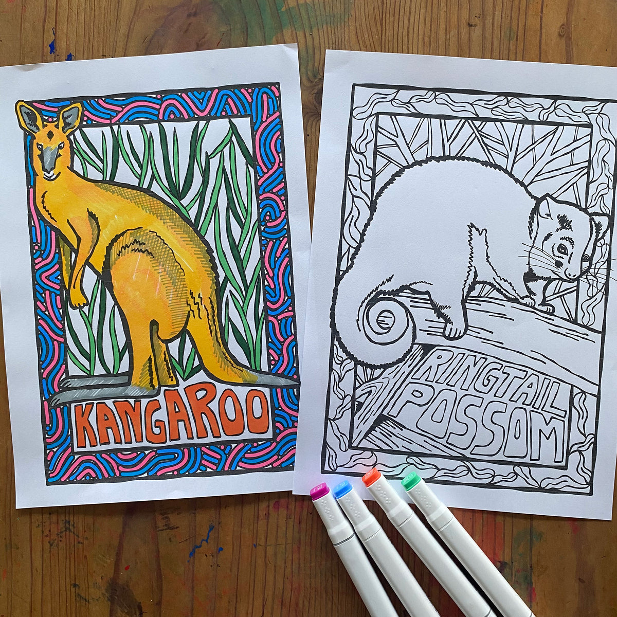 Australian native animals- Colouring in sheets - Mini Mad Things