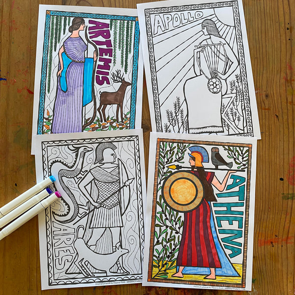 Greek Mythology - Colouring in sheets - Mini Mad Things