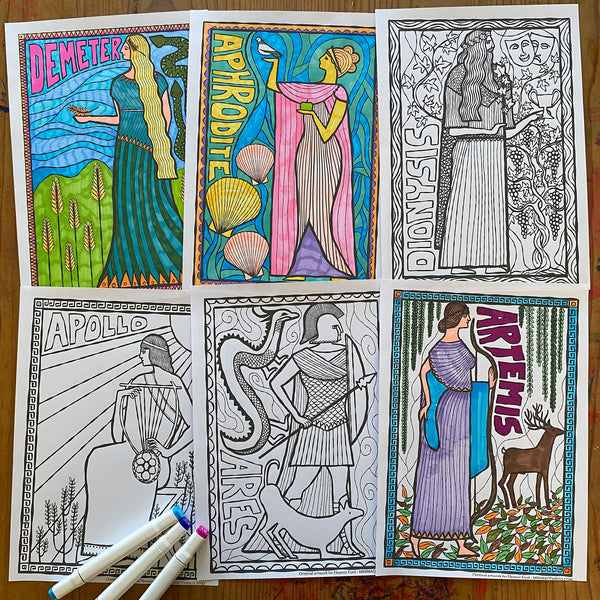 Greek Mythology - Colouring in sheets - Mini Mad Things