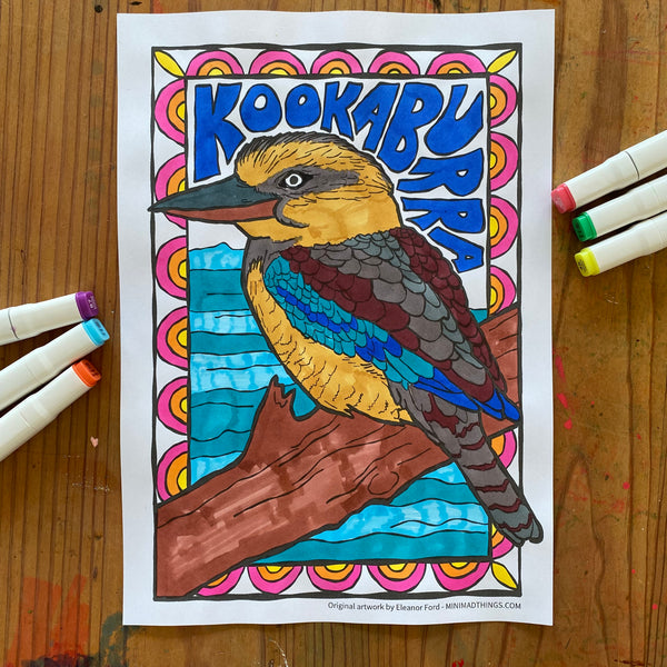 Australian native birds - Colouring in sheets - Mini Mad Things