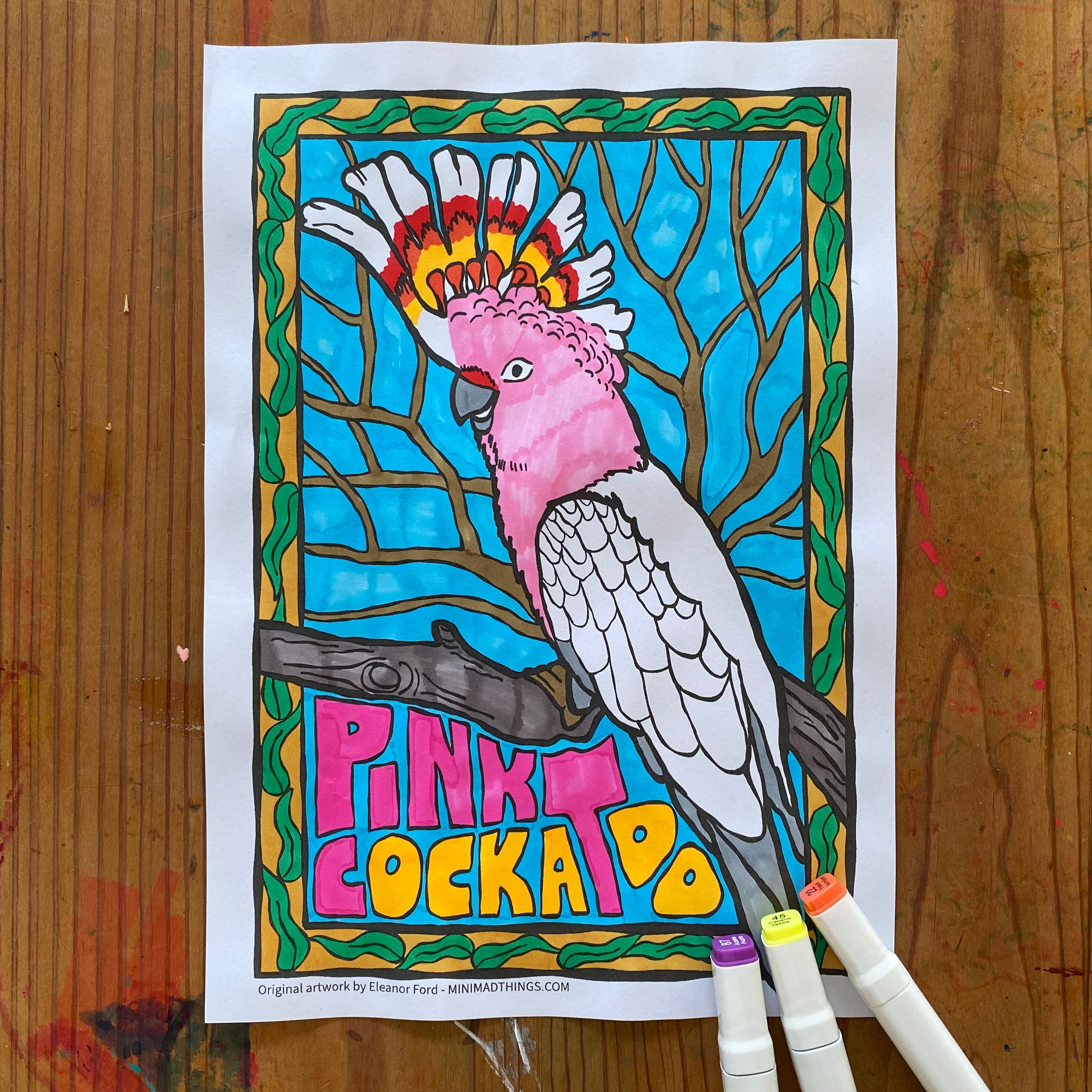 Australian native birds - Colouring in sheets - Mini Mad Things