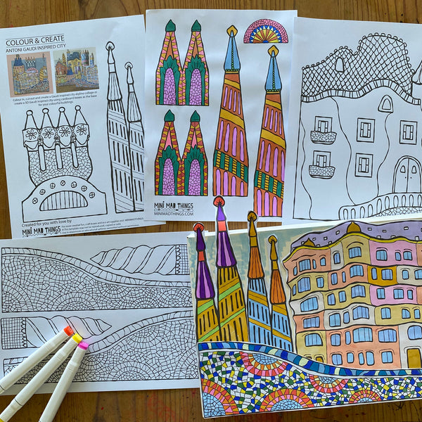 Antoni Gaudi - Printable activity sheets - Mini Mad Things