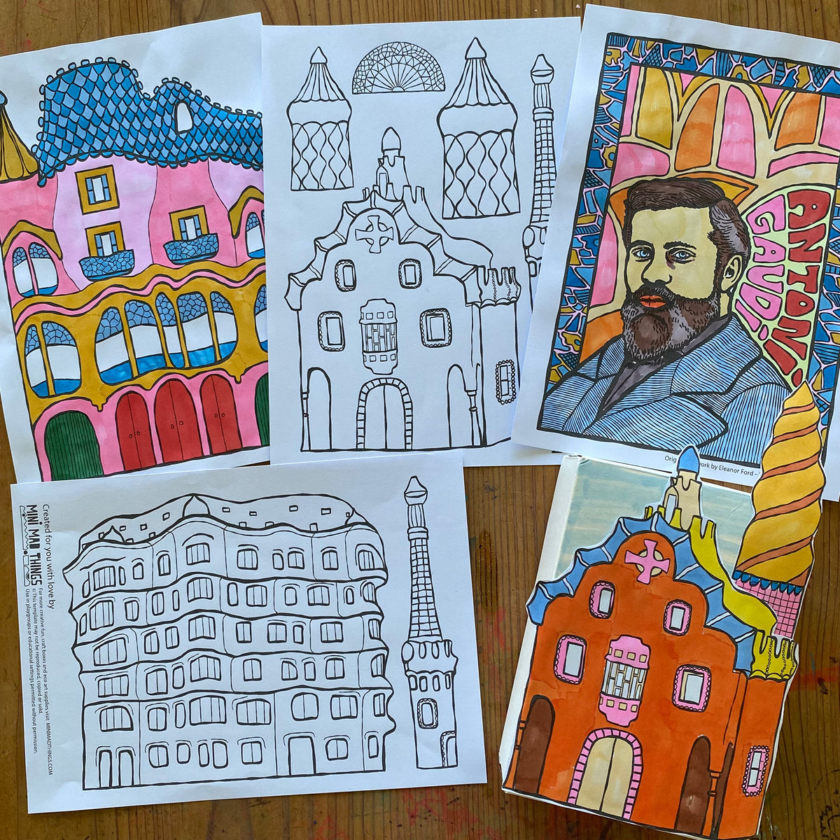 Antoni Gaudi - Printable activity sheets - Mini Mad Things