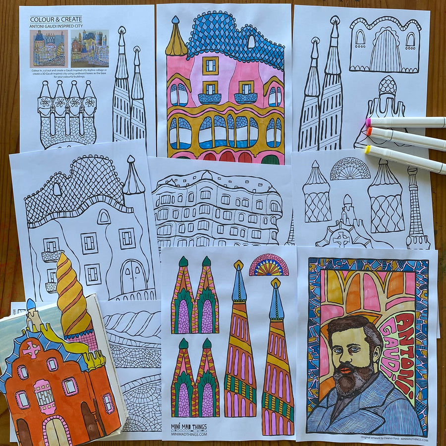 Antoni Gaudi - Printable activity sheets - Mini Mad Things