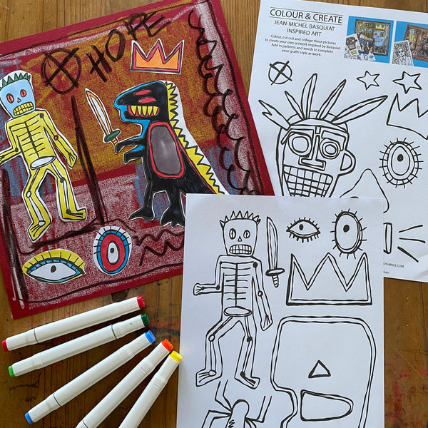 Jean-Michel Basquiat - Printable activity sheets - Mini Mad Things