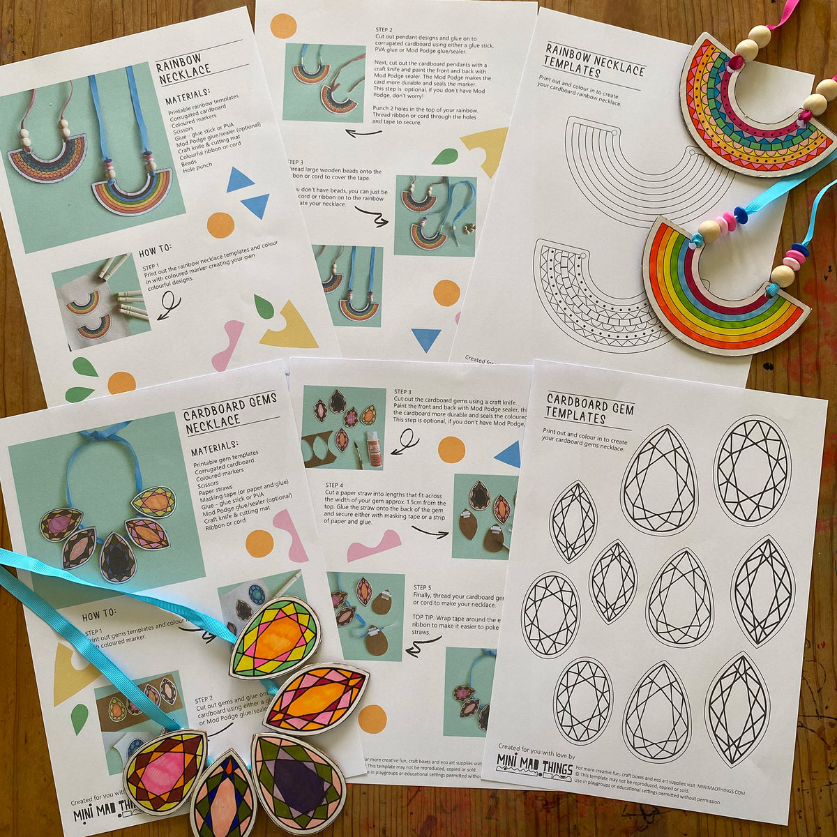 Cardboard Jewellery - Printable activity sheets - Mini Mad Things