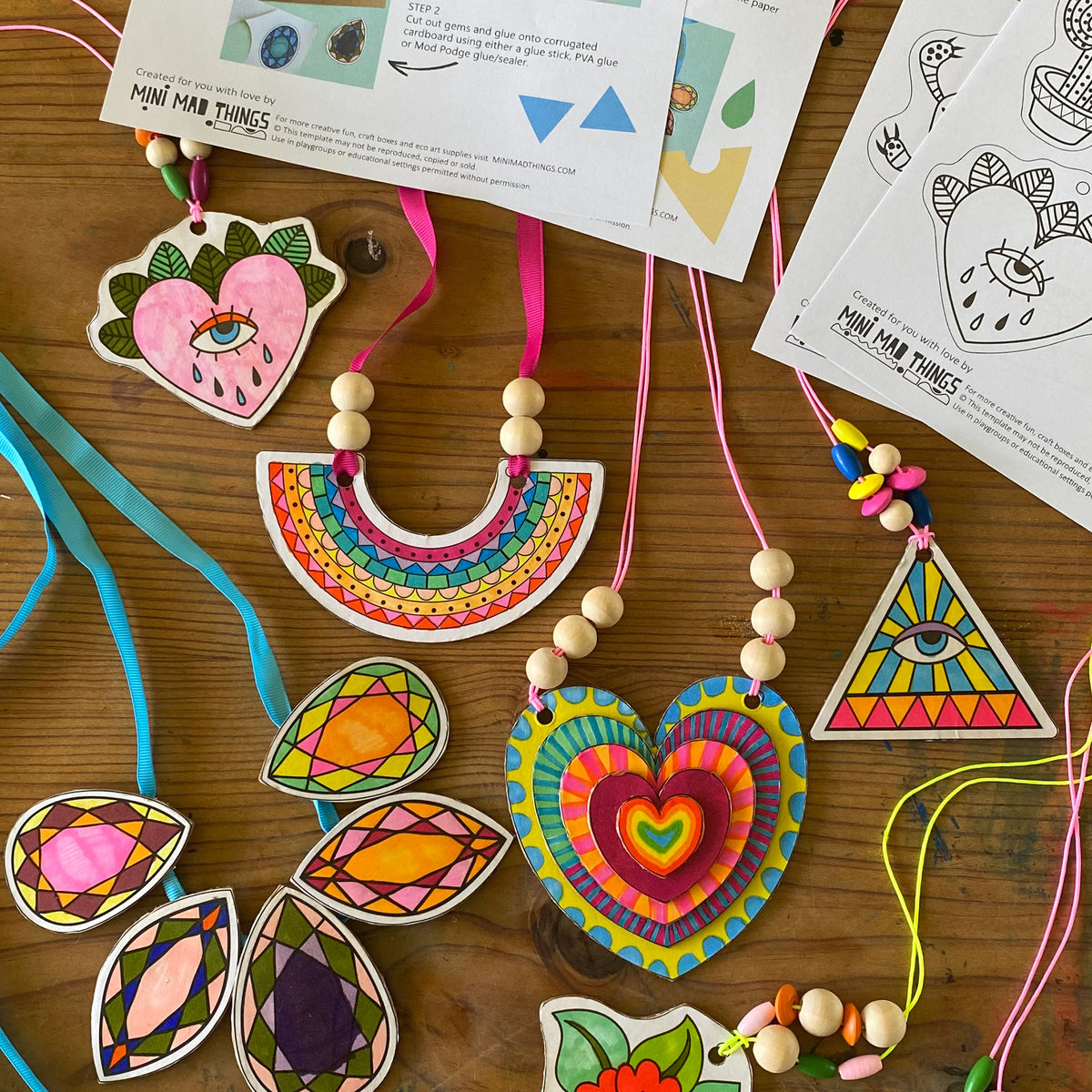 Cardboard Jewellery - Printable activity sheets - Mini Mad Things