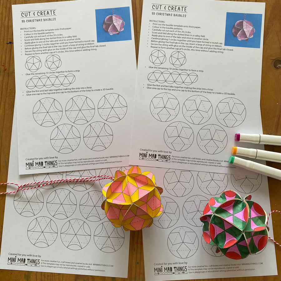 Christmas Decorations Printable Activity sheets - Mini Mad Things