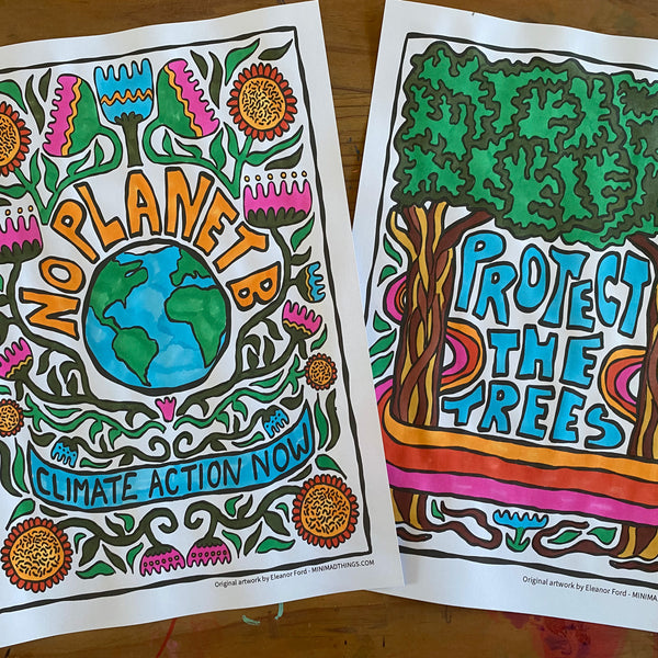 Climate action poster - Colouring in sheets - Mini Mad Things