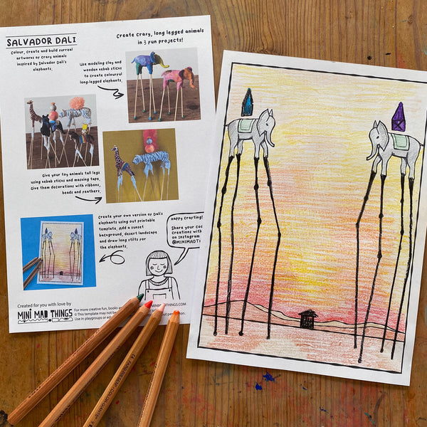 Salvador Dali - Printable activity sheets - Mini Mad Things