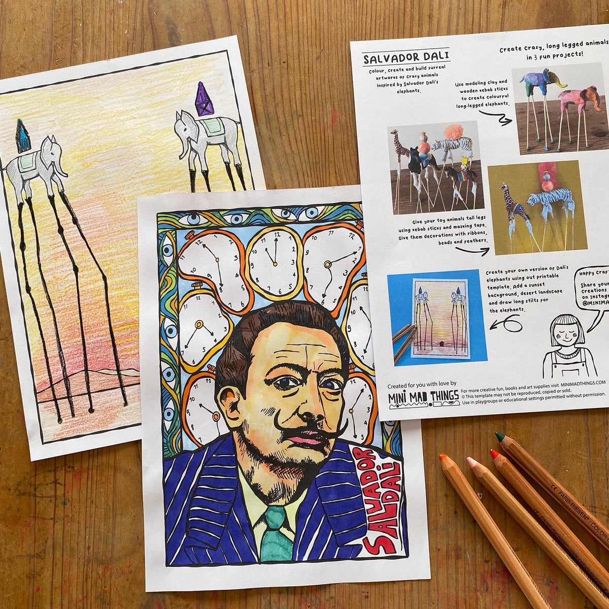 Salvador Dali - Printable activity sheets - Mini Mad Things