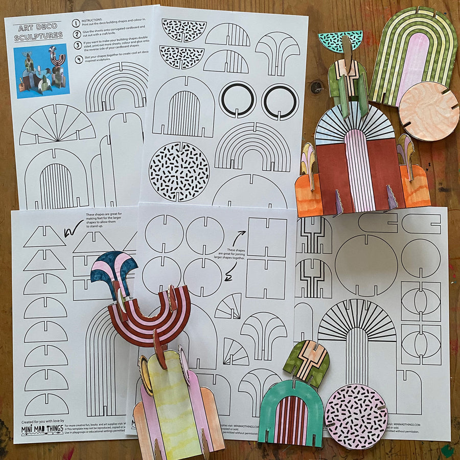 Art Deco Shapes - Printable activity sheets - Mini Mad Things