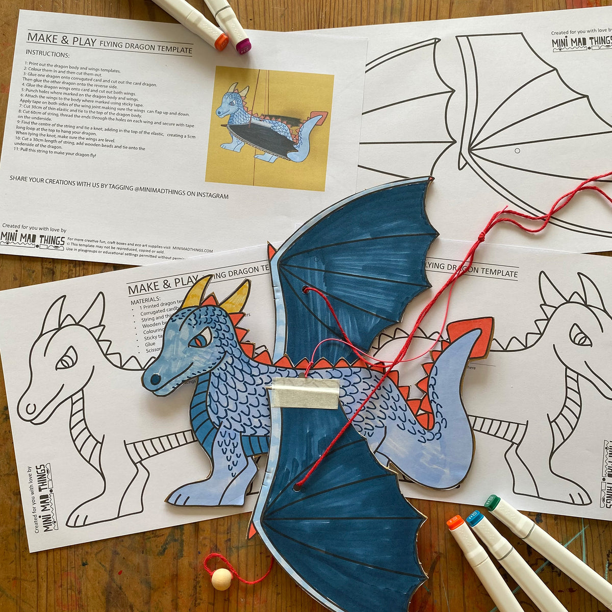 Dragon printable template - Mini Mad Things