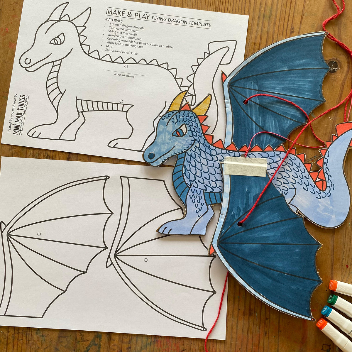 Dragon printable template - Mini Mad Things