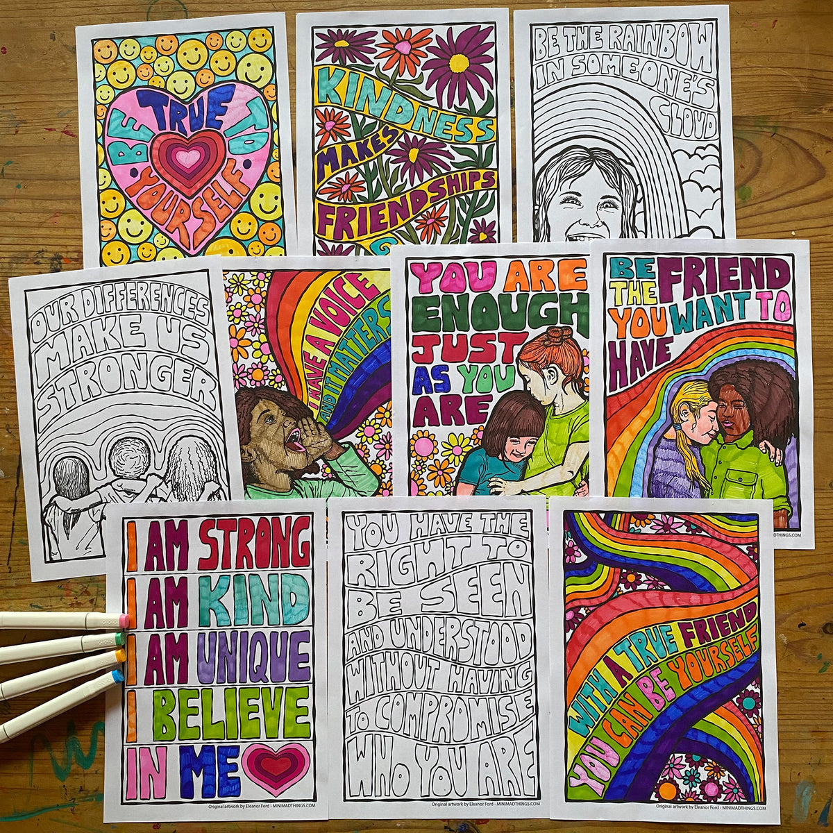 Friendship & Being true to yourself - Colouring in sheets - Mini Mad Things