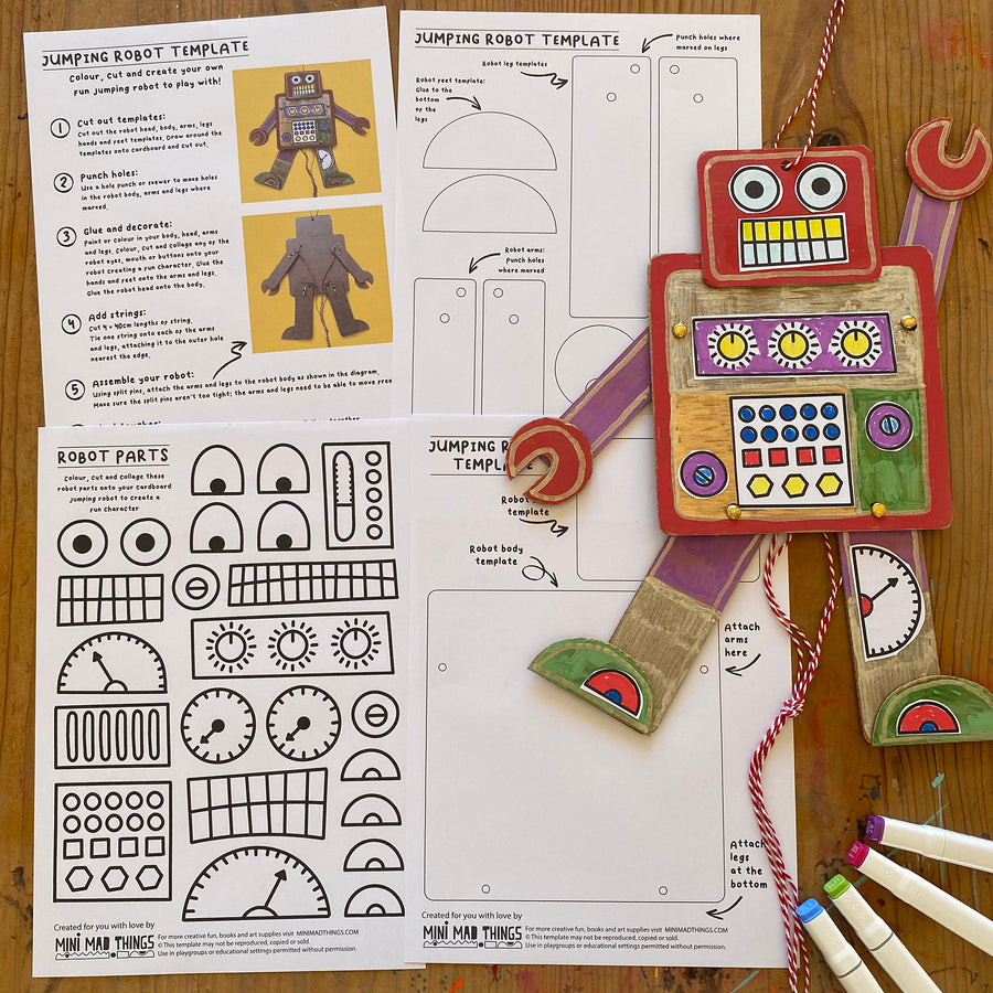 Jumping Robot - Printable template - Mini Mad Things
