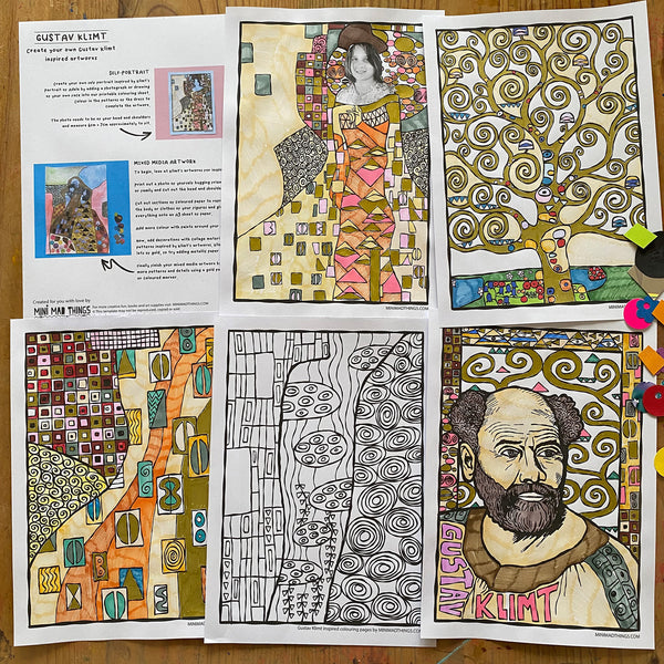 Gustav Klimt - Printable activity sheets - Mini Mad Things