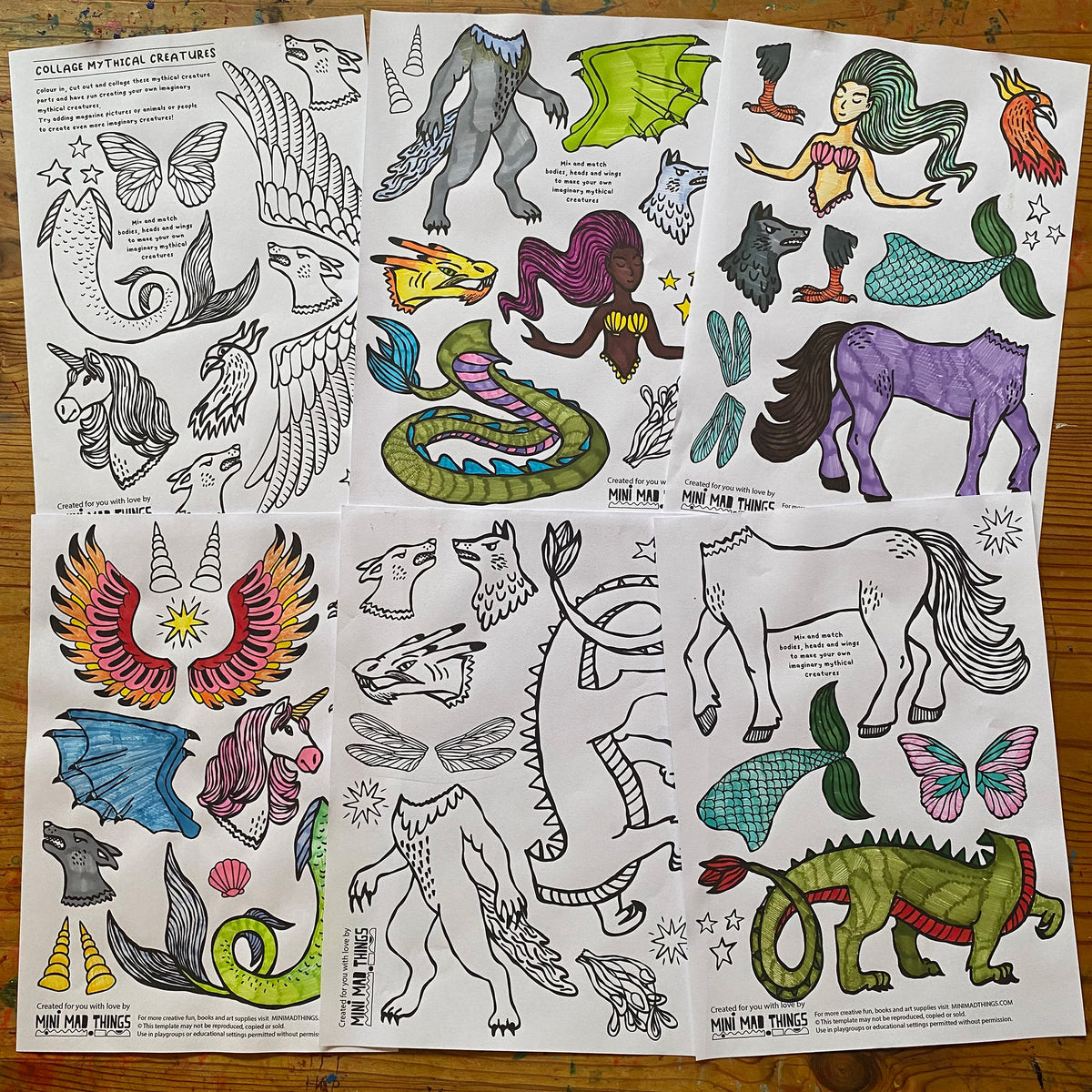 Mythical Creatures & Magic - Printable activity sheets - Mini Mad Things