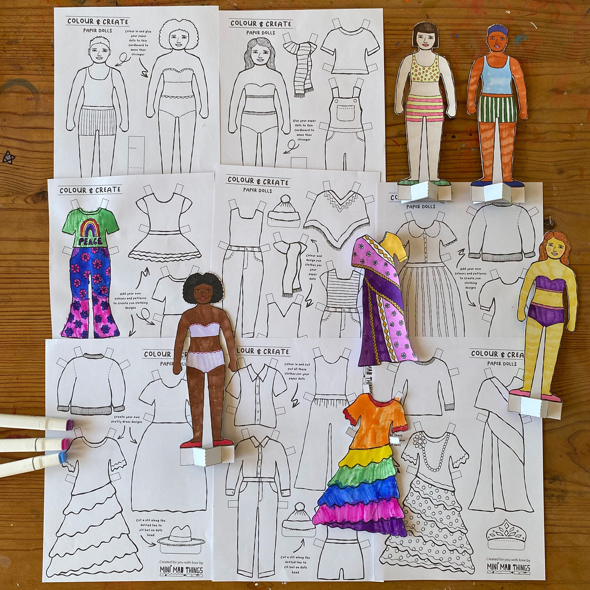 Paper Dolls - Printable activity sheets - Mini Mad Things