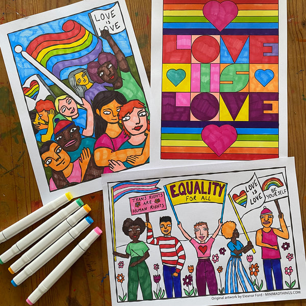 Pride - Colouring in sheets - Mini Mad Things