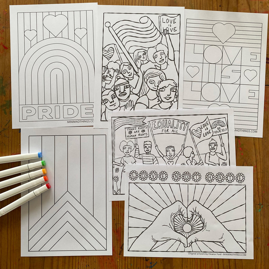 Pride - Colouring in sheets - Mini Mad Things
