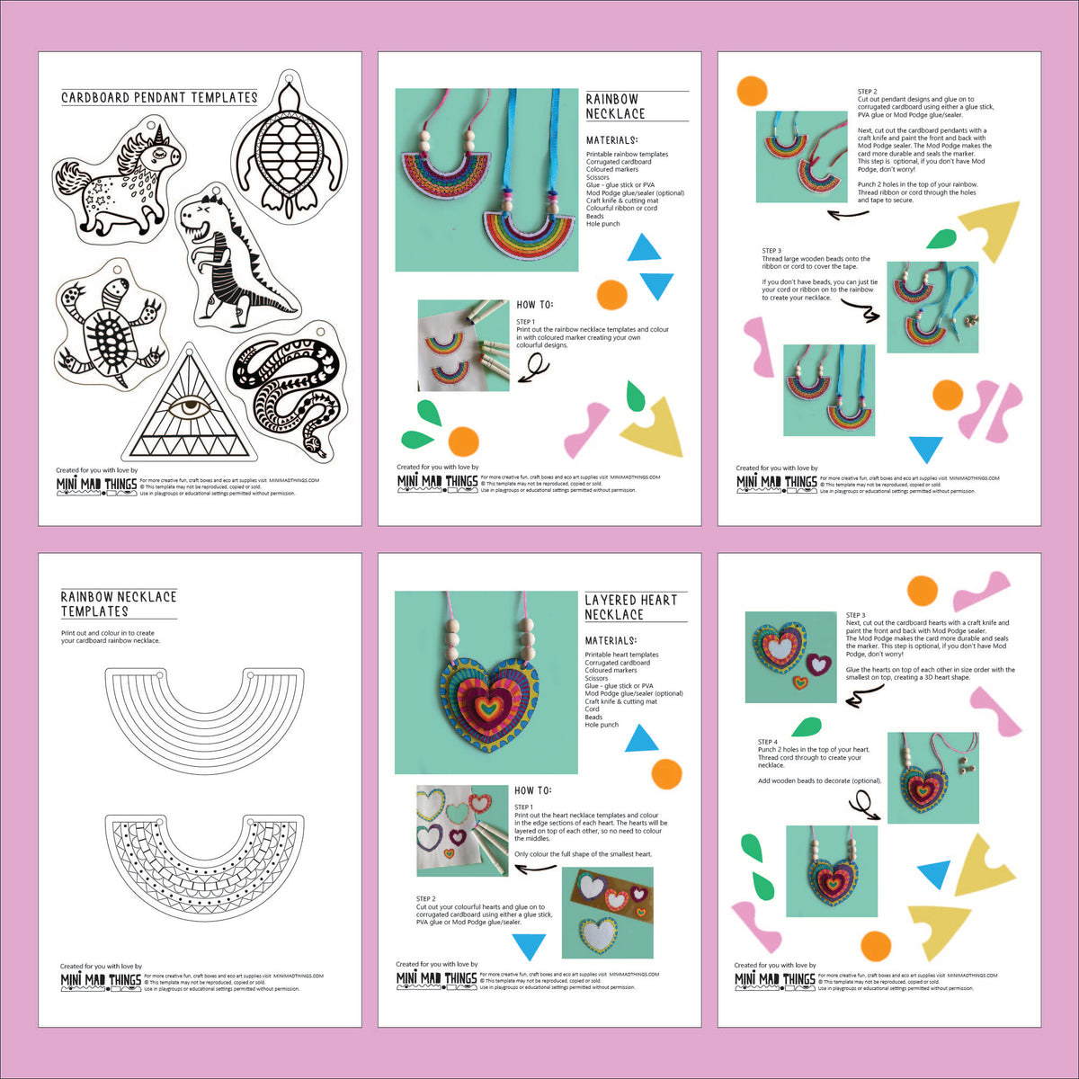 Cardboard Jewellery - Printable activity bundle - Mini Mad Things