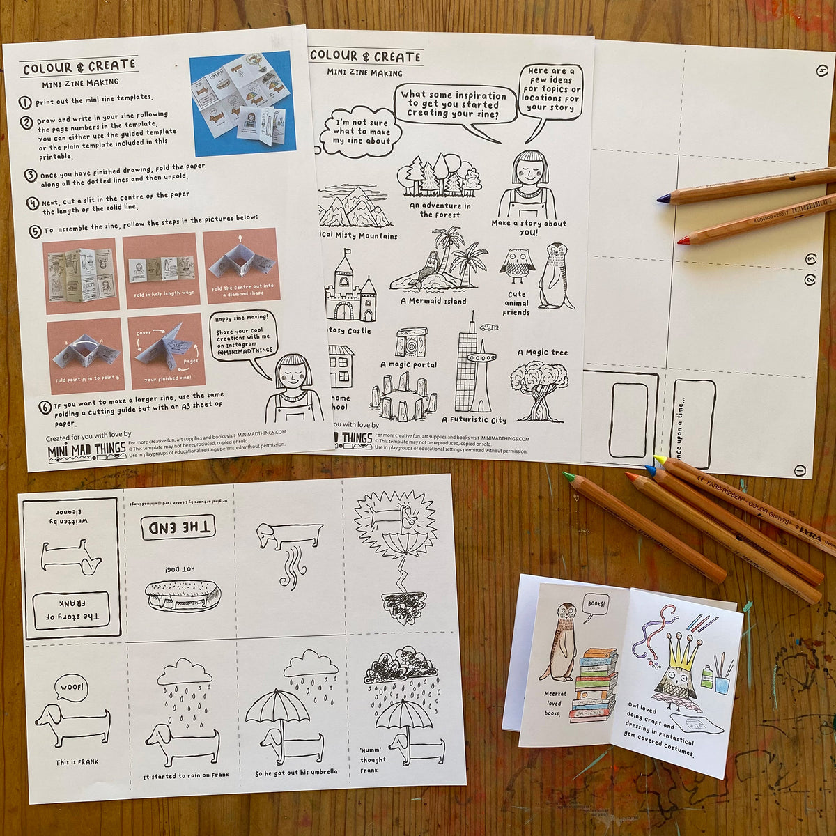 Mini Zine Making - Printable activity sheets - Mini Mad Things