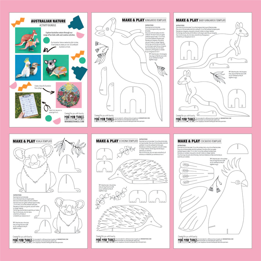 Australian Nature - Printable activity sheets - Mini Mad Things